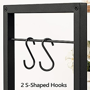 ALLOSWELL Mobile Printer Stand, 2-Tier Printer Cart with Storage, Under Desk Storage Rolling Cart on Wheels and 2 Hooks, Industrial Printer Table, for Home, Office, Scanner, Rustic Brown PTHR2001