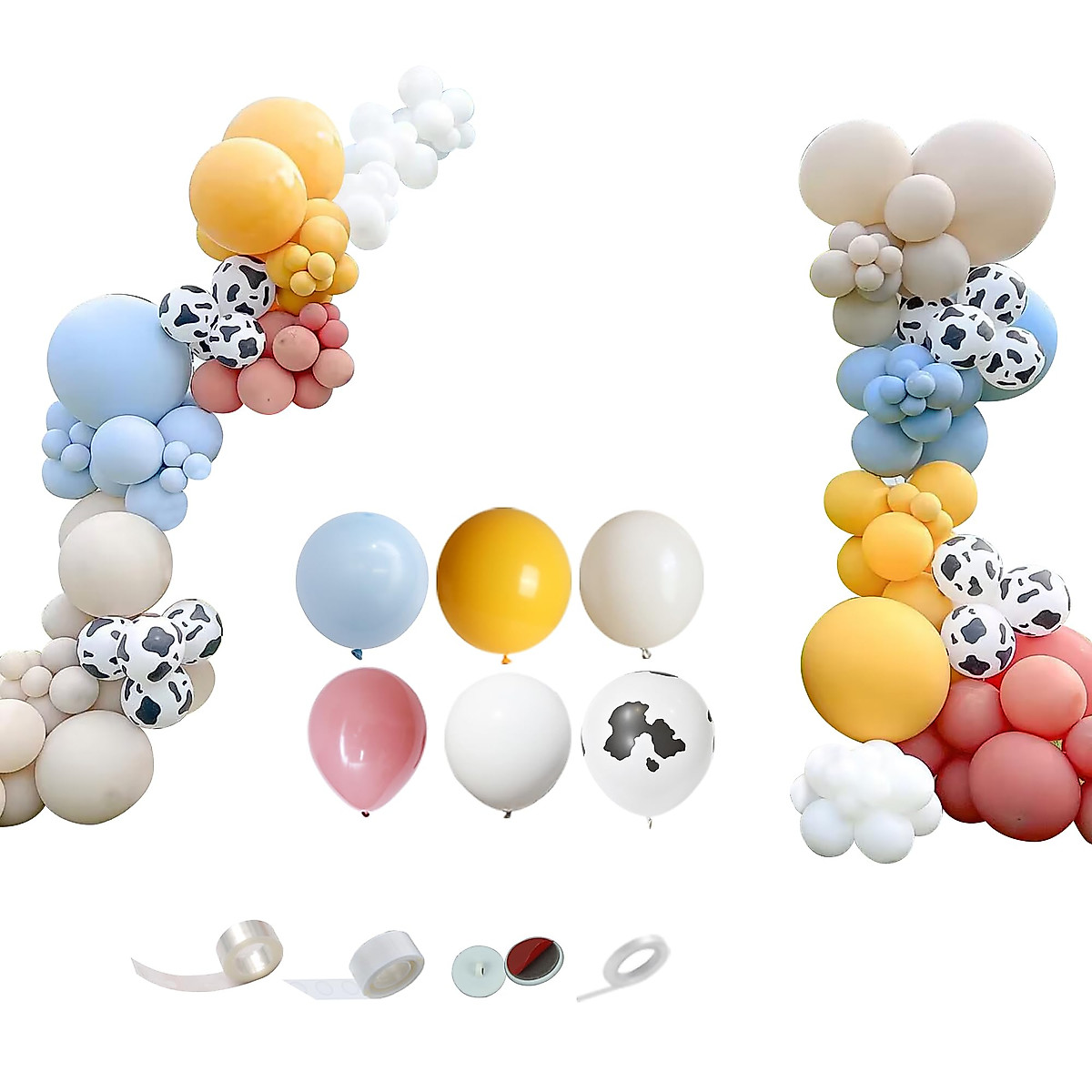 Shivnsotpa Balloon Garland Arch Kit,146 PCS Blue Orange Latex Balloons Combination with Cow Printed Balloons for Farmhouse Country Western Cowboy Birthday Wedding Christmas Day Engement Summer Party