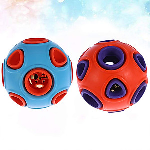 Totority Dog Bell Ball Sound Toys,2Pcs Pet Bell Sound Interaction Ball Dog Chew Toy Bite-Resistance Strong Tooth Cleaning Molar Toy