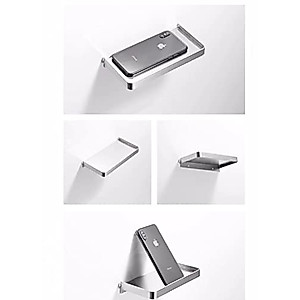 YISMAN Stainless Steel Toilet Phone Holder, Wall Mounted Storage Shelves, Multifunctional Item Tray Free Punching