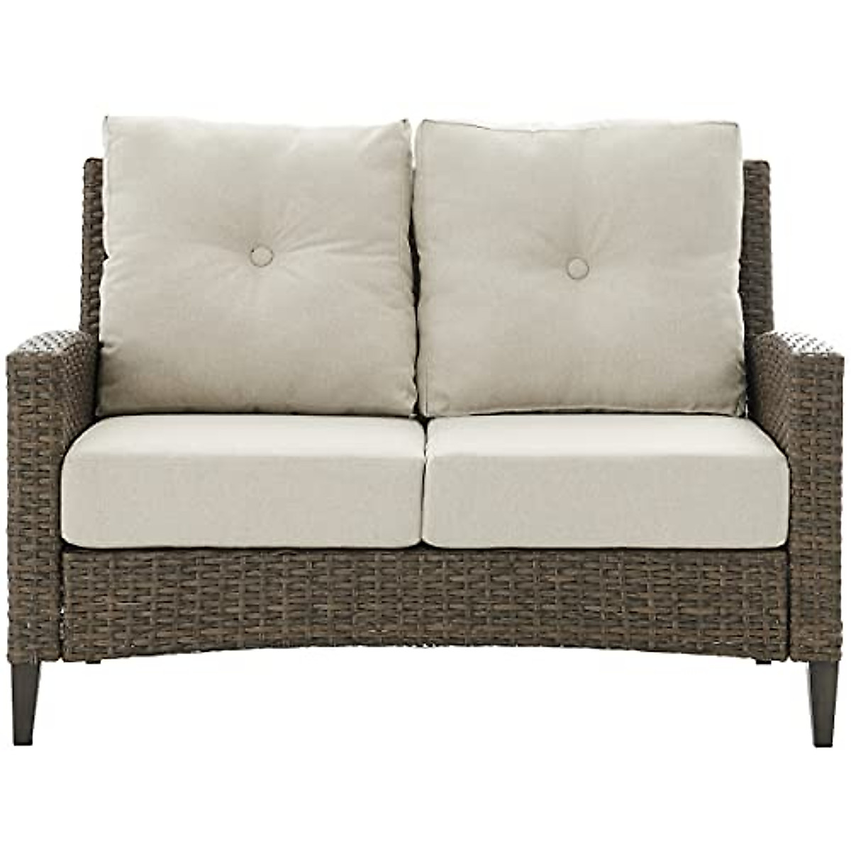 Crosley Furniture CO7161-LB Rockport Outdoor Wicker High Back Loveseat, Light Brown