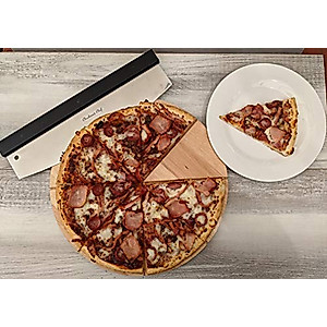 Checkered Chef Round Wood Cutting Boards - 13.5 Inch, Reversible Pizza Board w/ 8 Slice Grooves - Cheese Charcuterie Board