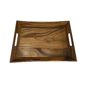 Lipper International Acacia Curved Serving Tray, 19.88" x 14" x 2.5"