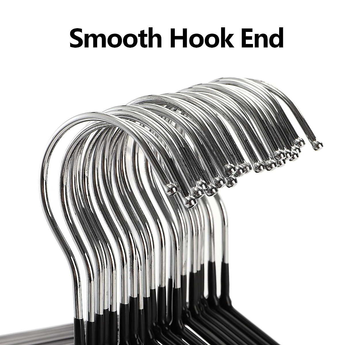 Tosnail 50 Pack 16-Inch Stainless Steel Wire Metal Hangers Non-Slip Hangers Closet Clothes Hangers Space Saving Hangers - Black