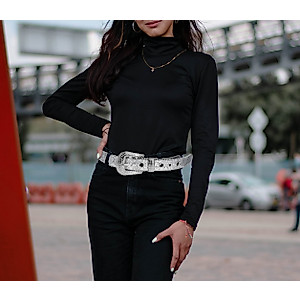 HinyBoeh Western-Rhinestone-Belts for Womens/Mens Sparkly-Bling-Belt Cowgirl-Cowboy-Country Belts for Unisex 26-37''Waist