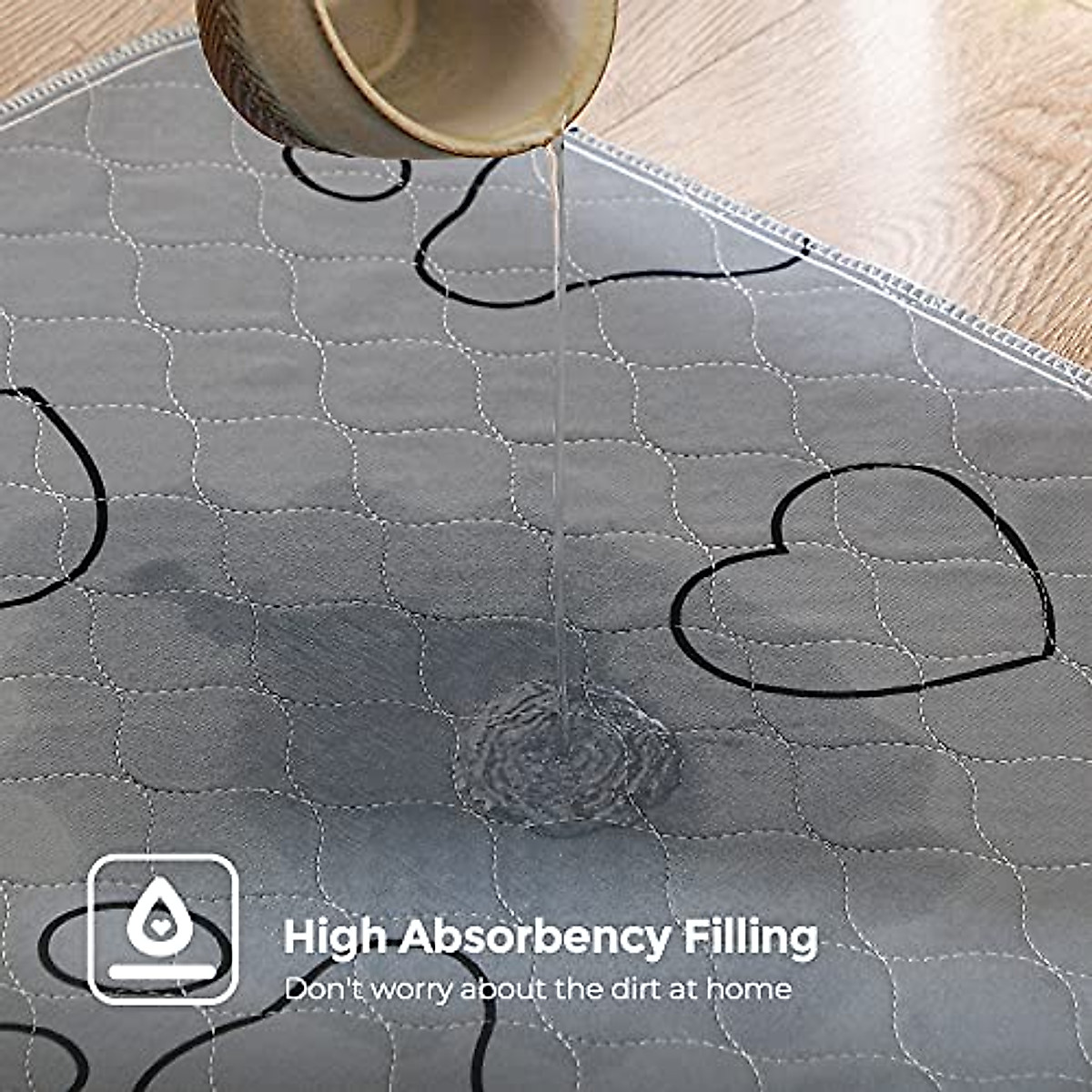 Feandrea Reusable Puppy Pads, 48 x 36 Inches, Set of 2 Dog Pee Pads, Washable Puppy Pee Pads, L Size, Leak-Proof and Non-Slip, High Absorbency, for Dogs Cats Rabbits, Gray UPTD036G01