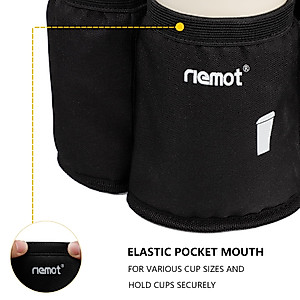 riemot Luggage Travel Cup Holder Free Hand Drink Carrier - Hold Two Coffee Mugs - Fits Roll on Suitcase Handles - Gifts for Flight Attendants Travelers Accessories Black 2