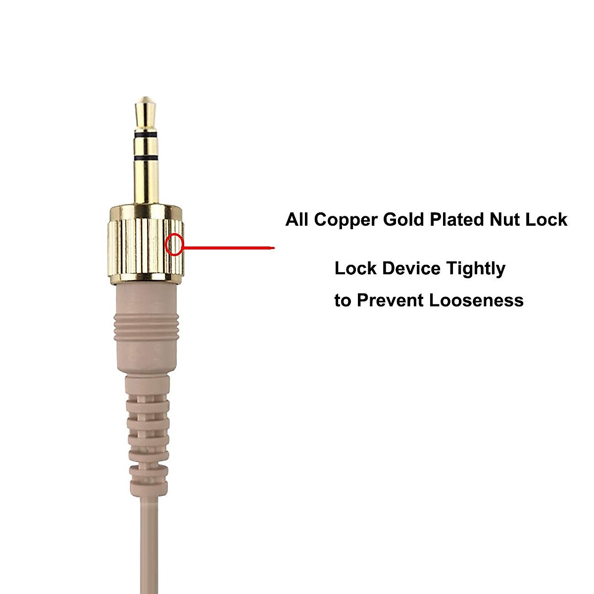 CANFON Cafon Pro 3.5mm Omni-directional Condenser Headset Microphone Input Line Compatible with Sony UWP V1/D11/D21 Microphones Transmitter, such as UWP UTX-B2/B03/B40, Skin color to hide
