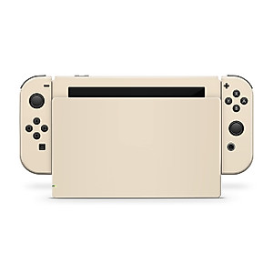 Tacky Design Classic Pastel Solid Color Skin Compatible with Nintendo Switch Skin Wrap Cover, Brown, Cream, and Beige Skin for Nintendo Switch Stickers, Premium Vinyl 3M Full Wrap Decal (Beige)