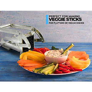 ICO French Fry Cutter, 2-blade Potato Slicer, French Fry Cutter For Potatoes with Non-slip Suction Lock Technology, Stainless Steel French Fry Press