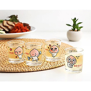 Kakao Soju Glass, Kakao Shot Glass, Soju Shot Glasses korean, Soju Glasses Set of 4 (2oz/60ml)