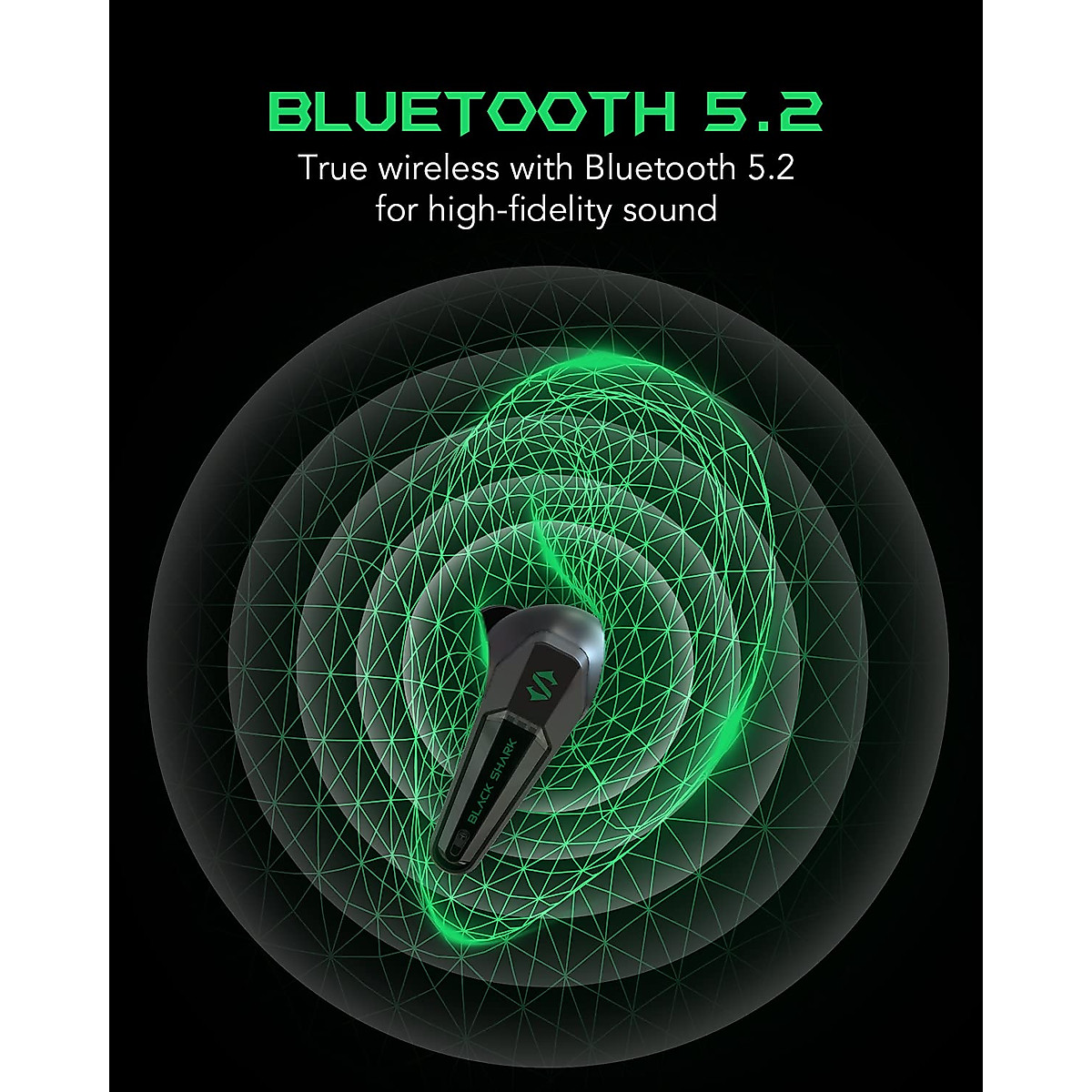 Black Shark Bluetooth Earbuds Wireless with 45ms Ultra-Low Latency, Gaming 5.2, Dual Modes, 10mm Driver, 35H Play Time, IPX4 Waterproof, Built-in Mic - Lucifer T1