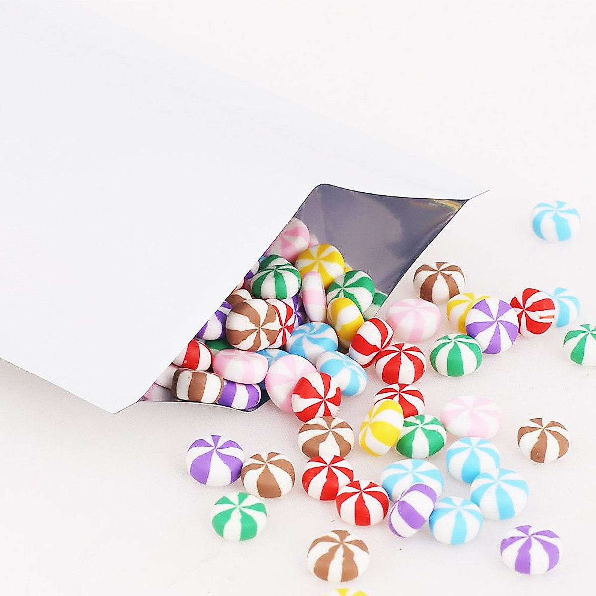 100 Premium Colored Mylar Foil Heat Sealable Bags 9x13cm (3.5x5.1") … (White)