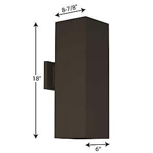 Square Collection 6" Aluminum Outdoor Up/Down Wall Lantern Light Antique Bronze