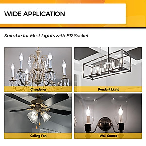 Hizashi E12 Candelabra Bulb 60 watt 5000K Daylight White, Dimmable E12 LED Bulb, 90+ CRI 6W 550LM, CA11 Flame Tip LED Chandelier Light Bulbs Candelabra Base, UL Listed - 12 Pack