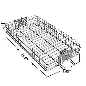 only fire 6042 BBQ Stainless Steel Flat Spit Rotisserie Grill Basket for Any Grill, Fits 1/2" Hexagon, 3/8" Hexagon, 3/8" Square&5/16" Square Rotisserie Spit Rods
