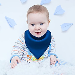 Baby Bibs Bandana Drool Bibs 10 Pack for Infant, Boys, Girls, Unisex 100% Cotton Drooling Bibs Soft and Absorbent (Blue and brown)