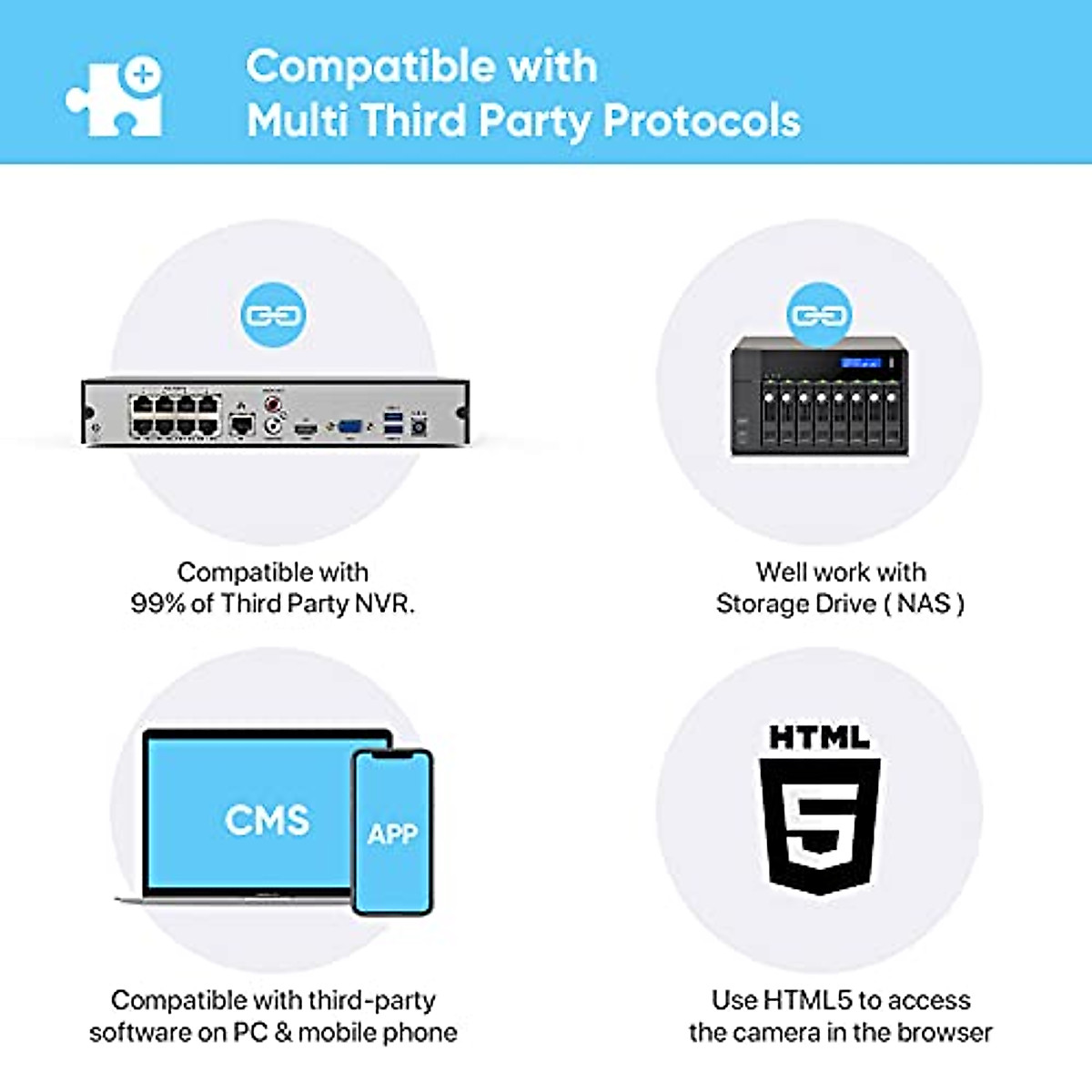 H.VIEW 5MP POE Security ip Camera cctv Surveillance network camera Outdoor indoor HD Mic video Audio sd card Weatherproof 2.8mm IR Night Vision rtsp rtmp nas (Hikvision Compatible)