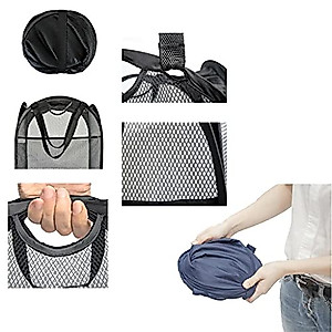 TJLSS Storage Bin Hamper Mesh Bag Organizer Portable Home Foldable Multifunctional Laundry Basket Washing Clothes (Color : Blue, Size : One Size)