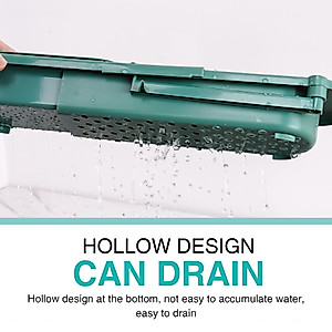 NiHome Telescopic Sink Caddy Adjustable Sponge Holder for Kitchen Sink Expandable Storage Drain Basket Sink Organizer Holder Dish Cloth Hanger for Home Kitchen (Green)