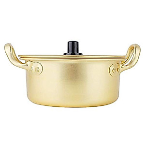 Korean Noodle Ramen Pot Aluminum Pot Korean Yellow Aluminum Stockpot Instant Noodles Pot((16cm))