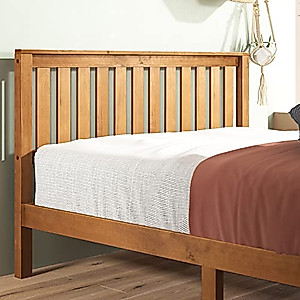 ZINUS Alexia Wood with Wood Headboard Bed Frame with headboard / Solid Wood Foundation with Wood Slat Support / No Box Spring Needed / Easy Assembly, Rustic Pine, Queen