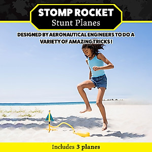 Stomp Rocket Stunt Plane Launcher Toy for Kids - 3 Foam Airplane Toy Soars Over 100 Feet - Unique Tricks & Adjustable Plane Rocket Launcher Stand - Fun Outdoor Toys & Gift for Boys or Girls