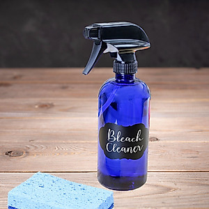 Cornucopia Brands 16oz Cobalt Blue PLASTIC Spray Bottles w/Heavy Duty Mist & Stream Sprayers and Chalkboard Labels (6-pack); PET #1 BPA-free, Use for DIY, Kitchen, Hair