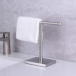 kimzcn Modern Hand Towel Stand for Bathroom, Kitchen or Vanity, Free Standing Countertop Rack with Balanced Base, Perfect Hand Towel Holder Brushed Finish