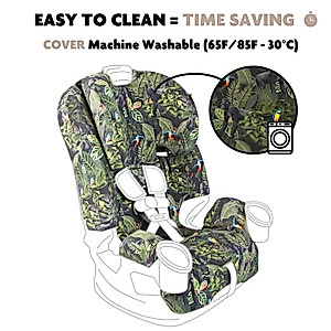 UKJE Liner Car Seat Cover Compatible with Graco 4ever DLX 4-in-1 Car Seat, CPSC Compliant Standards, Car Seat Liner Protector, Convertible Car Seat, Travel Accessories, Cotton Cover - Green Monkey