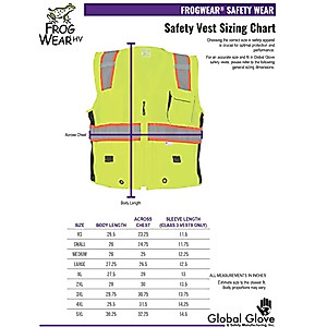 Global Glove Safety Vest with 6 Pockets and Zipper Front, High Visibility, Lightweight and Breathable Mesh, ANSI Class 2 Compliant, X-Large