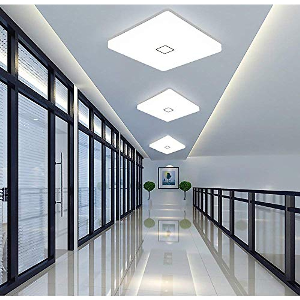 Airand 5000K LED Ceiling Light Flush Mount 24W 12.6in Square LED Ceiling Lamp for Kitchen Bathroom Hallway with 240Pcs LED Chips Without Flicker, 2050LM, IP44, 80Ra+, 180W Equivalent (Daylight White)