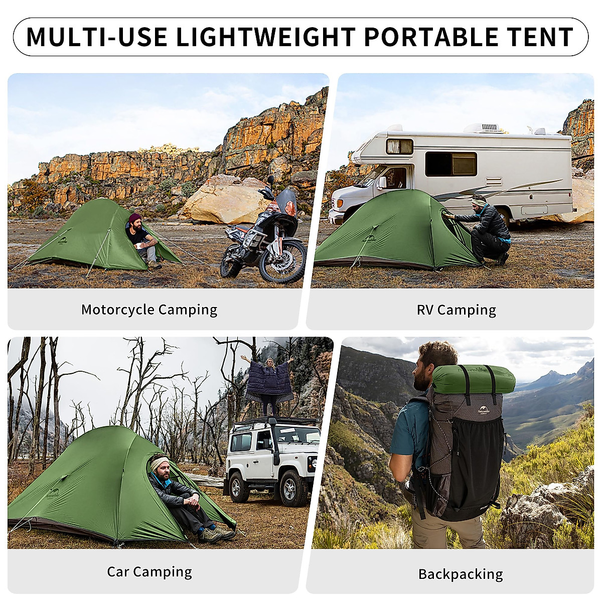 Naturehike Cloud-Up 2 Person Tent Lightweight Backpacking Tent with Footprint - Free Standing Ultralight Camping Hiking Backpack Tents Two Person Tent