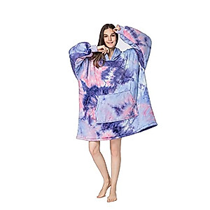 YLTNEUQER Oversized Wearable Blanket Hoodie, Super Warm and Cozy Giant Hoodie Blanket for women and men, One Size Fits All (Pink Purple)