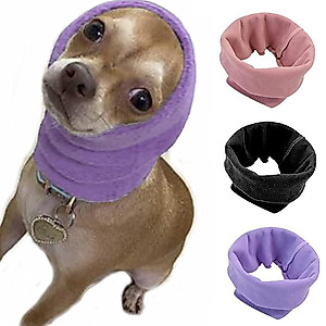 Quiet Ears Covers for Dogs 3pcs,Dog Snoods Ear Covers for Noise,Grooming and Force Drying Miracle Tool for Anxiety Relief & Calming Dogs(Grey+Pink+Purple) (Small)