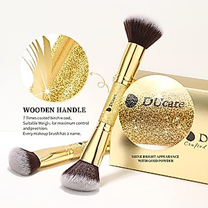 DUcare Makeup Brushes Duo End Foundation Powder Buffer and Contour Synthetic Cosmetic Tools 2Pcs