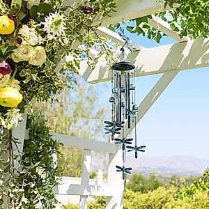 Monsiter QE Outdoors Wind Chimes with 4 Aluminum Tubes - Dragonfly S Hook, Wind Bells Hanging Decorate for Patio, Garden, Backyard or Porch