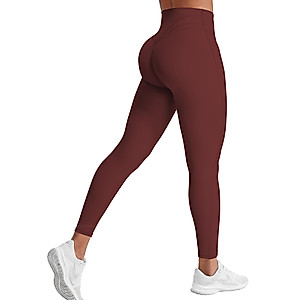 YEOREO Grace Workout Leggings for Women Butt Lifting Tummy Control High Waist Gym Yoga Compression Pants Deep Burgundy M