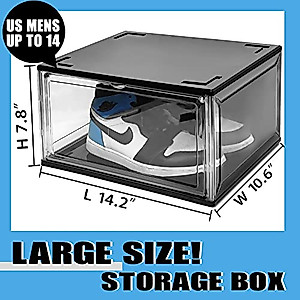 4 Pack Sneaker Storage for Sneakerheads with Magnetic Door Shoe Boxes Clear Plastic Stackable Acrylic Boot Display Case