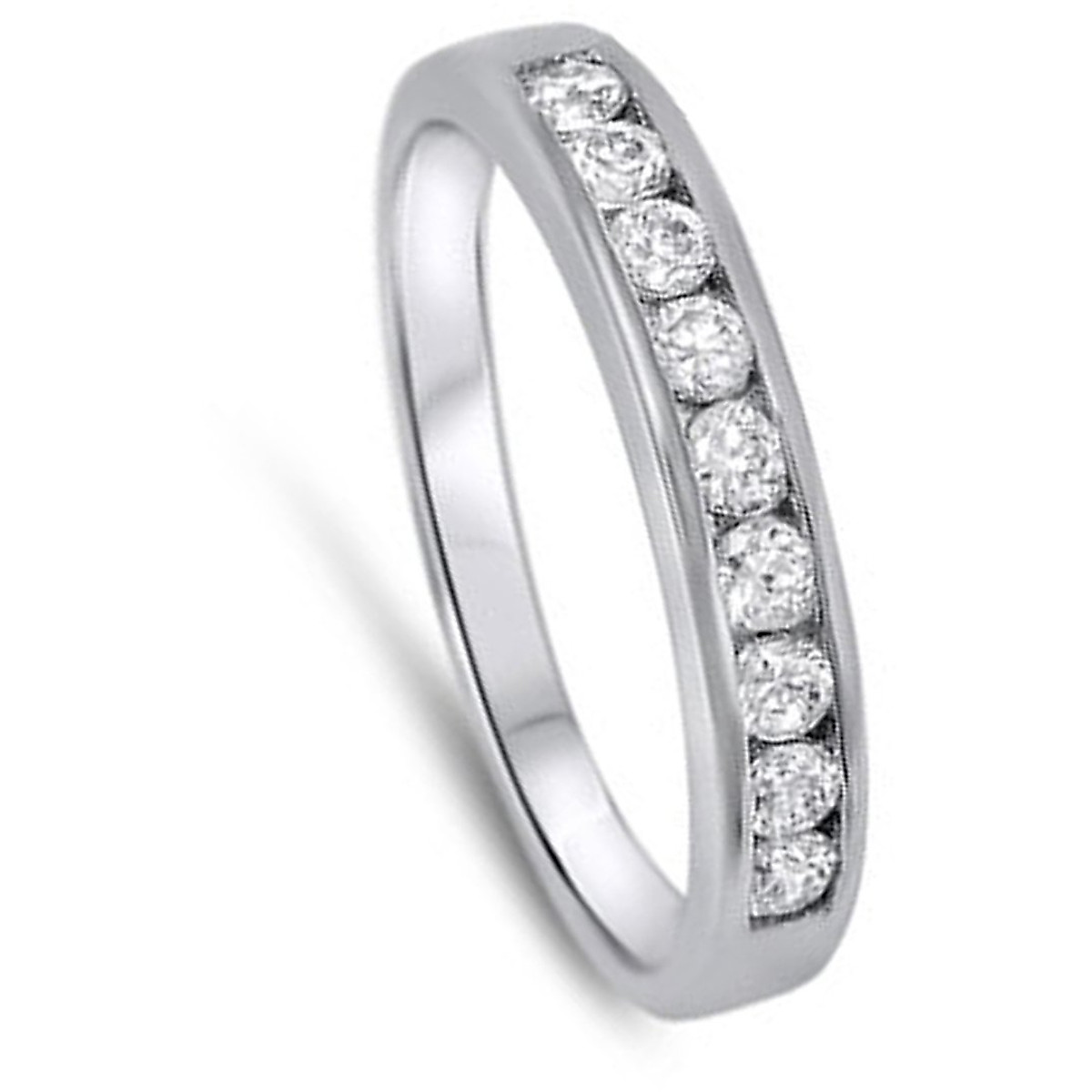 Clear CZ Polished Stacking Ring New .925 Sterling Silver Thumb Band Size 12