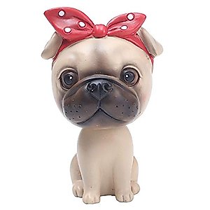 Bobbleheads Pug, Cute Car Dashboard Bobble Head Dog Decoration Funny Shaking Head Animal Puppy Decor
