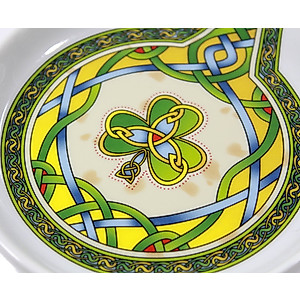 Irish Weave Ceramic Spoon Rest With Celtic And Shamrock Design, 230Mm X 75Mm