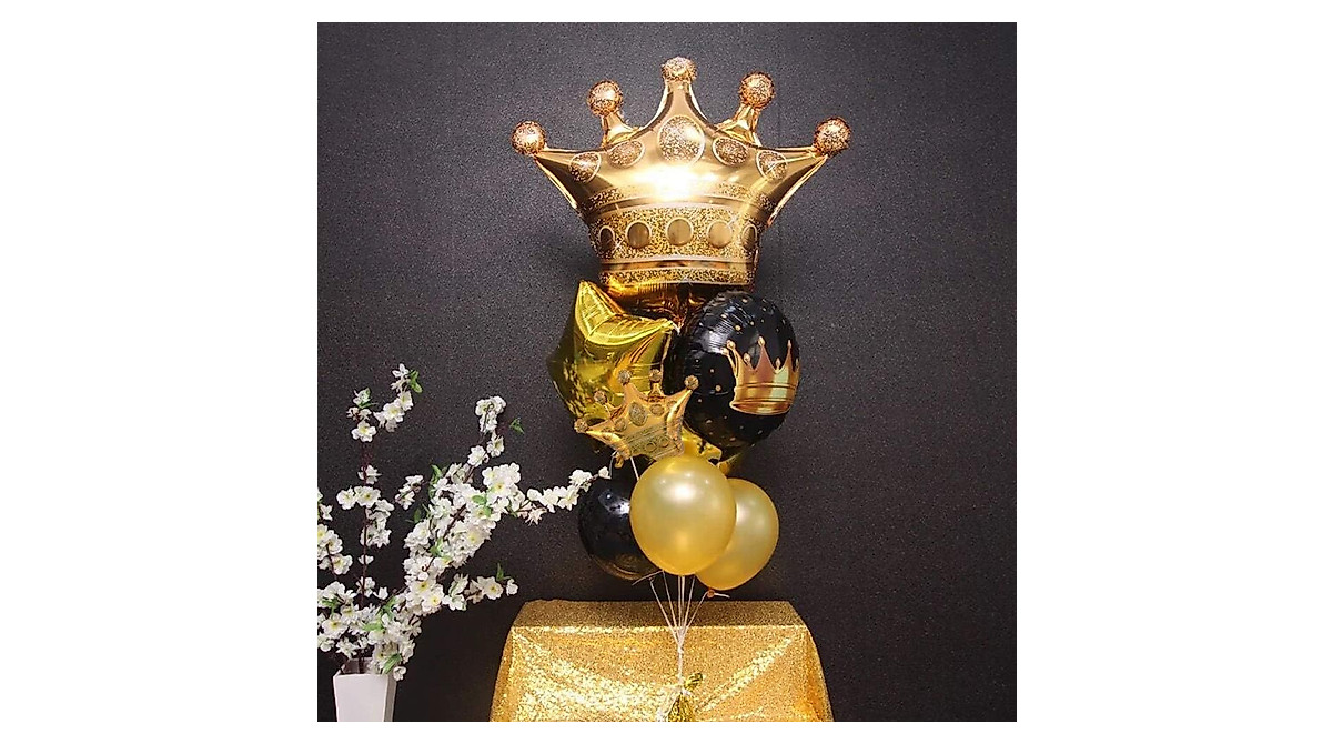 14PCS Gold Crown Balloons for Celebrations