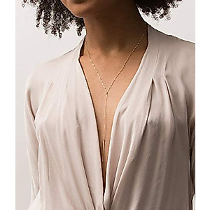 Dcfywl731 Minimal Dainty Gold Plated Dangle Earrings Layered Bar Pendant Neckalce Gold Long Y-Necklace Gold Earrings and Necklaces Set Delicate Lariat Chain Jewelry for Women