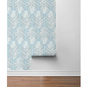 NextWall Palm Silhouette Coastal Peel and Stick Wallpaper (Hampton Blue)