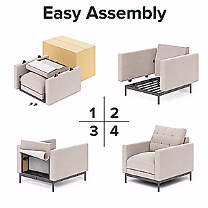 ZINUS Thompson Armchair / Tufted cushions / Green Tea Infused Foam Cushions / Tool-Free, Easy Assembly, Beige