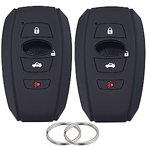 Lcyam Silicone Key Fob Cover for Subaru BRZ STI Legacy Forester Crosstrek Impreza WRX Ascent Outback, Car Accessory Key Protection Case 2Pcs (Black Black)