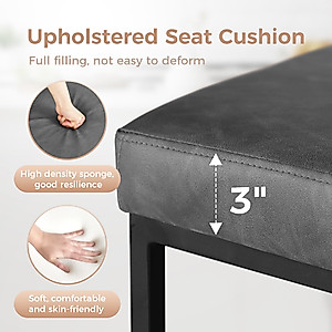 MAISON ARTS Counter Height 24 Inch Bar Stools with Back Set of 4 for Kitchen Counter Modern Upholstered Faux Leather Barstools Farmhouse Bar Chairs Island Stools Support 330LBS, Easy to Assemble, Grey