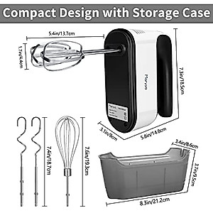 Mixer Electric Handheld - 400W Ultra Power for 5 Speed with Turbo Boost, 5 Stainless Accessories in Storage Case - Essential Kitchenaid Hand Mixer Electric for Cake, Dough, Egg, Baking