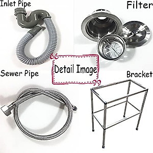 Commercial Restaurant Sink W/Faucet & Drain, Utility Kitchen Sink With Console/Stand, 304 Stainless Steel Sink Kit With Single Bowl For Garage Basement Shop Portable Handwashing Station